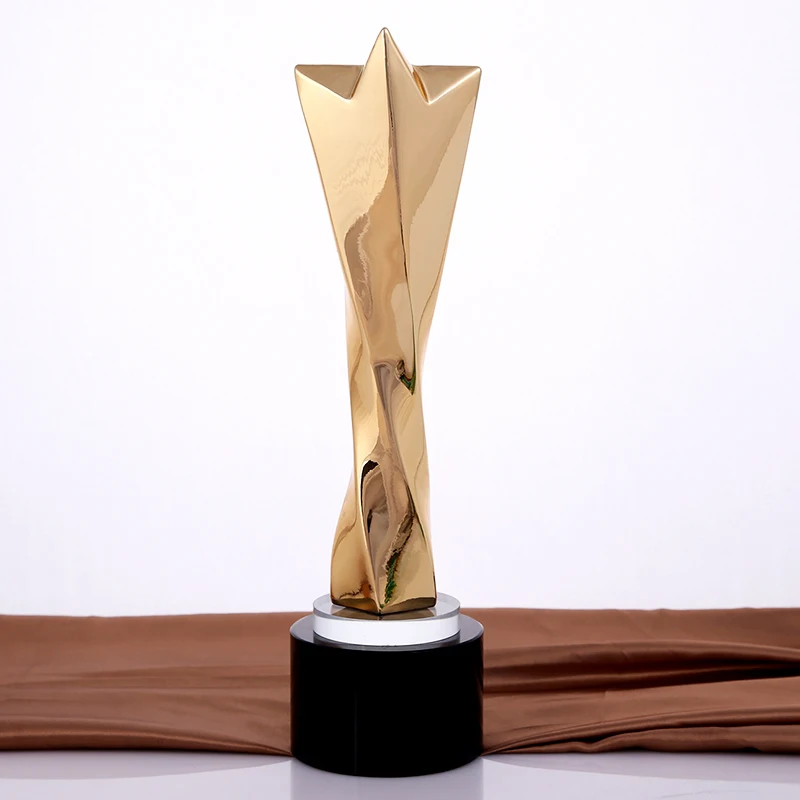 New Custom Metal Trophy Crystal Trophy Customized Lettering Pentagram ...