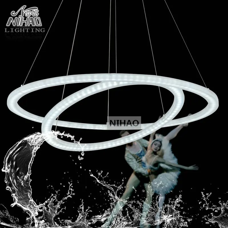 Modern Two Rings LED Pendant Light Arcylic LED ring Suspension Light ...