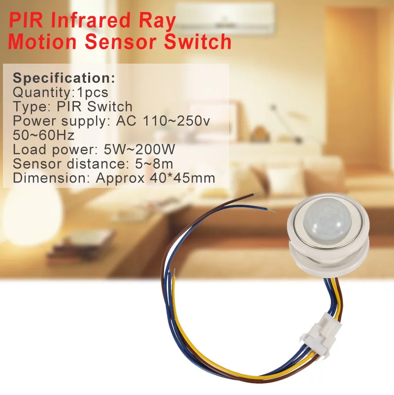 2019 Newest 40mm PIR Infrared Ray Motion Sensor Switch Time Delay ...