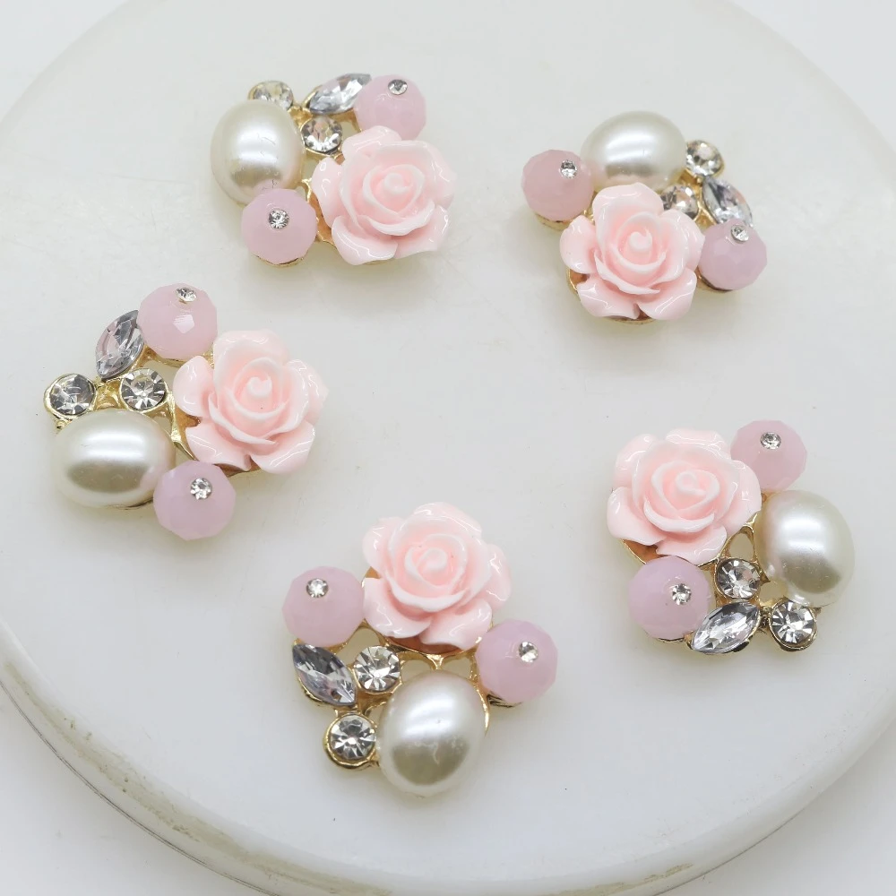 Lkeran 22mm Flower Shape Pink Pearl Buttons 2019 New 5pc Brooch ...