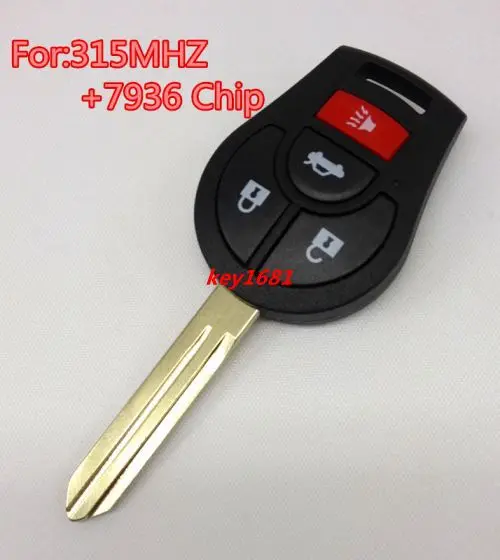 Car Key For Nissan 3+1Button Remote Control 315MHZ With 7936(ID46 ...