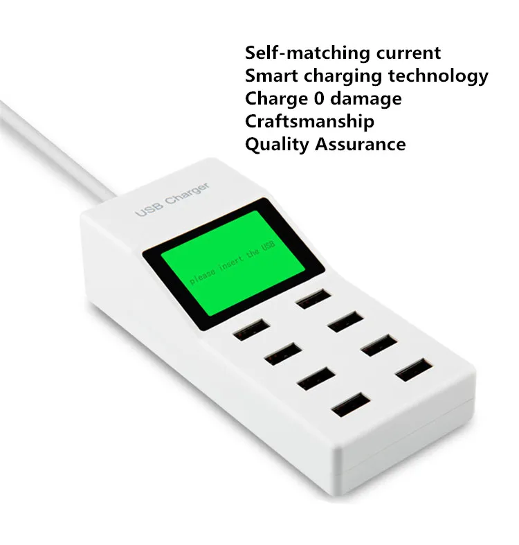 8 Ports USB Wall Charger LED Display Screen Adapter Mobile Phone ...