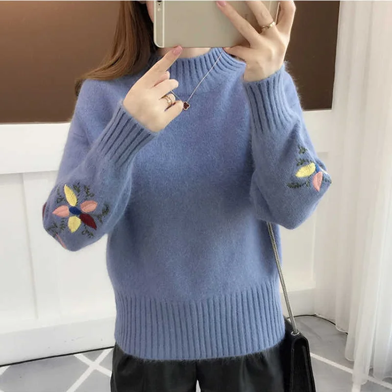 2018 Women Autumn Winter Sweater Ladies Long Floral Sleeve Pullover ...