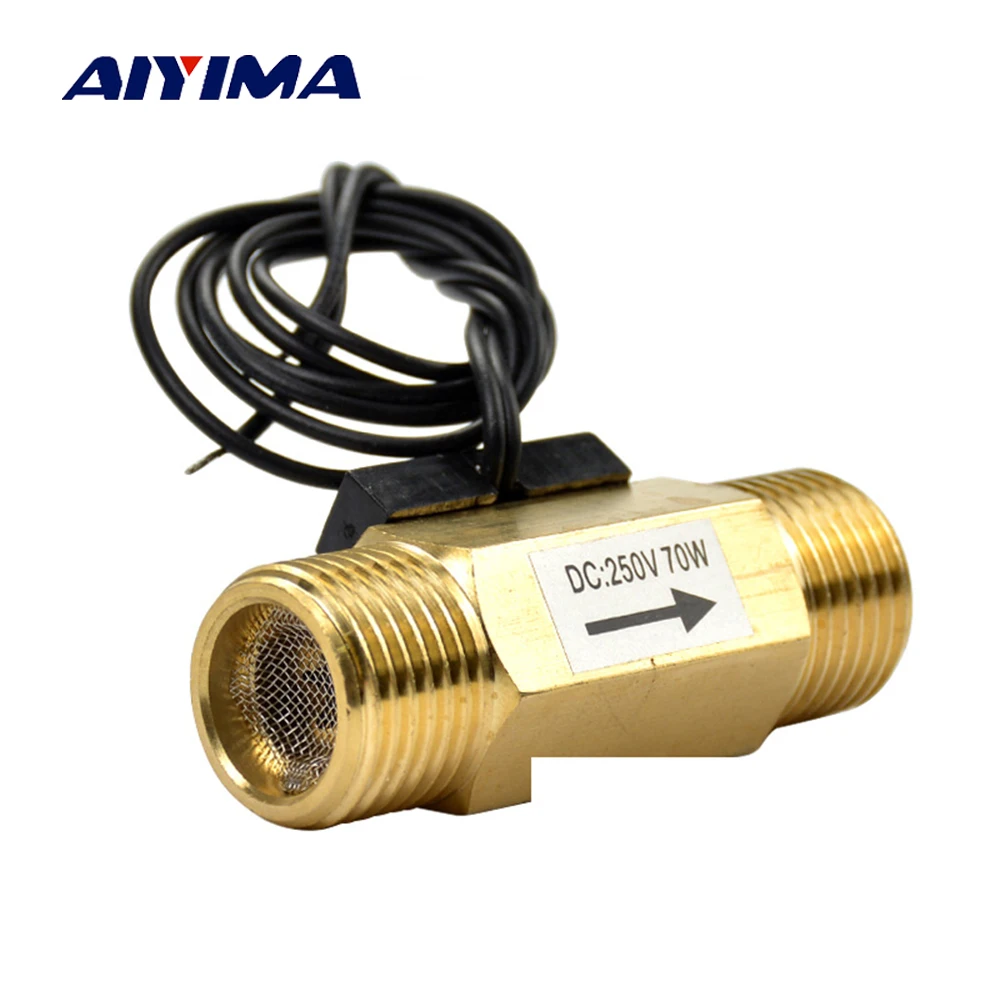 Aiyima DC250V 70W G1/2 Full copper Water Flow Sensor Witch Meter Air ...