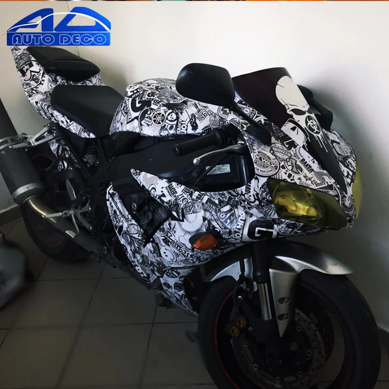 Black White Cartoon Sticker bomb Graffiti Car Motorcycle Scooter ...