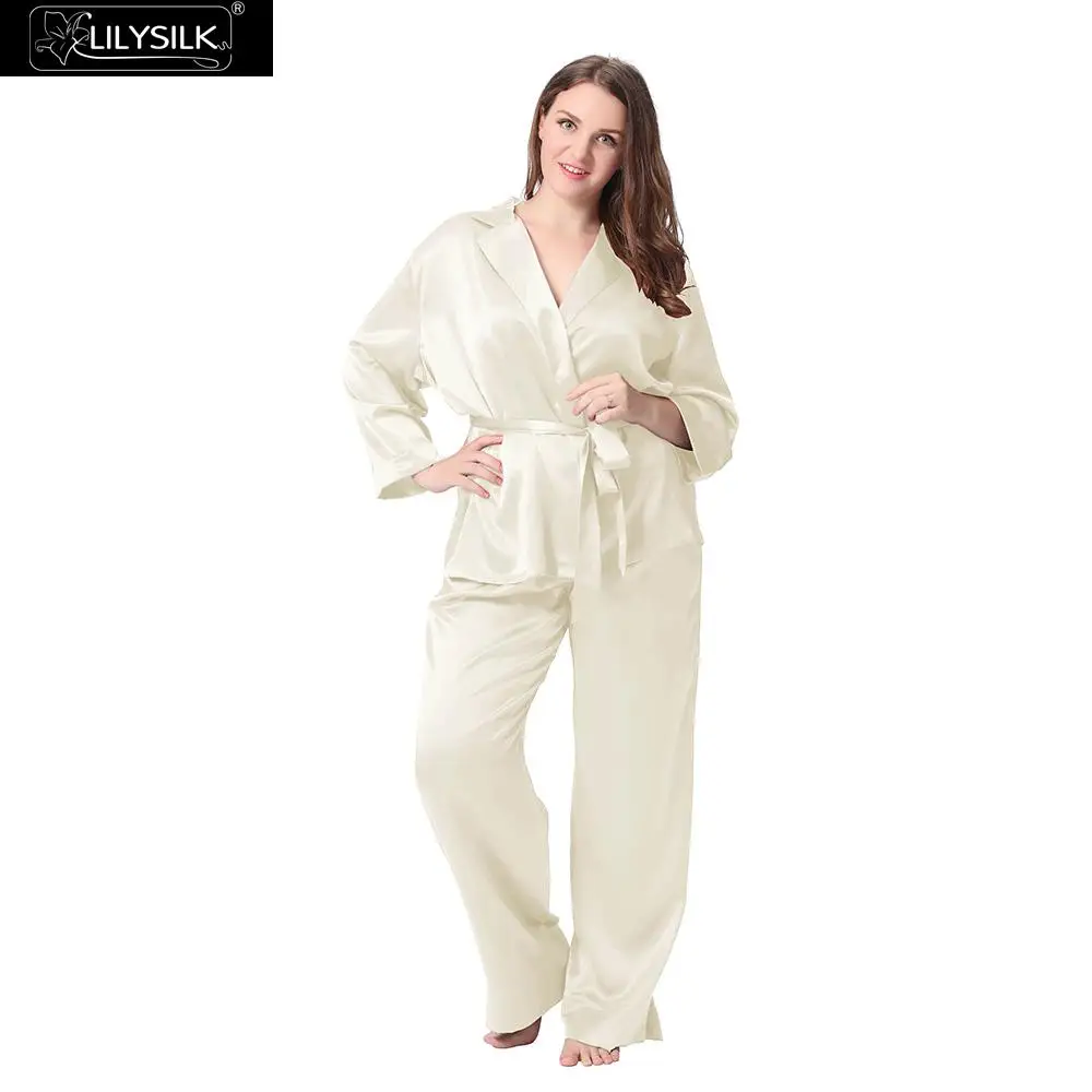 Lilysilk 100 Silk Pajamas Set Women Plus Size 22 Momme Long Sleeve