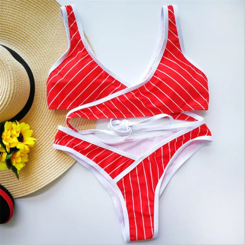 Red Bikini Set 2018 Sexy Bikinis Swimwear Swimsuit High Cut Bathing