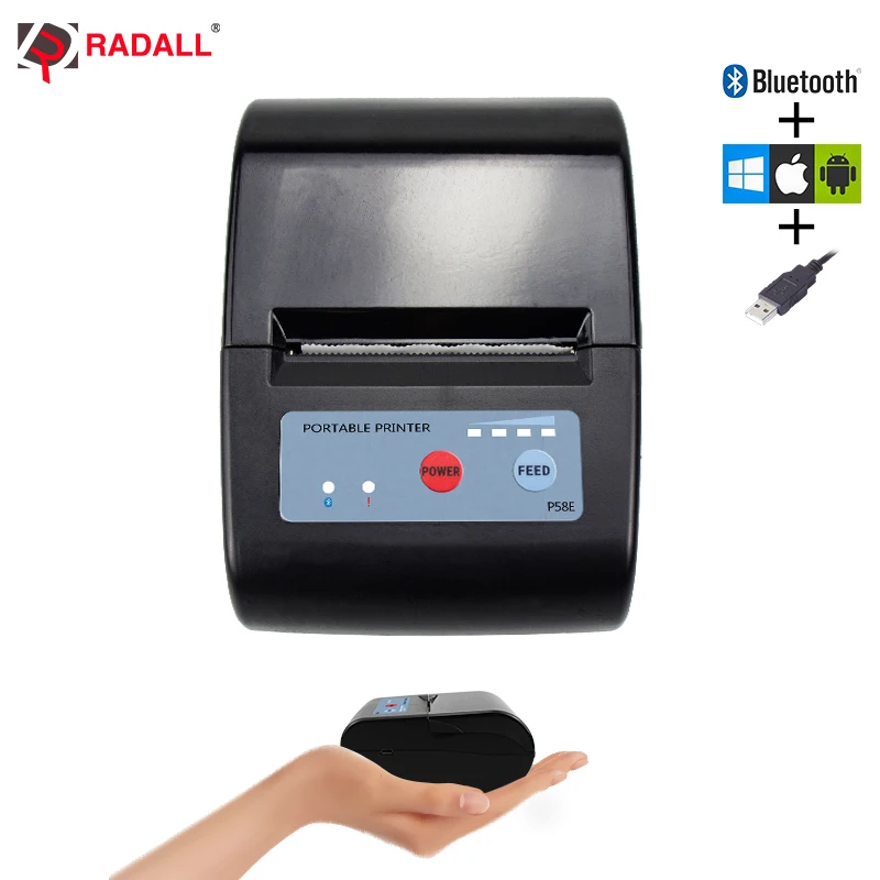 58mm Mini Bluetooth Printer Thermal Printer Pocket printer portable ...