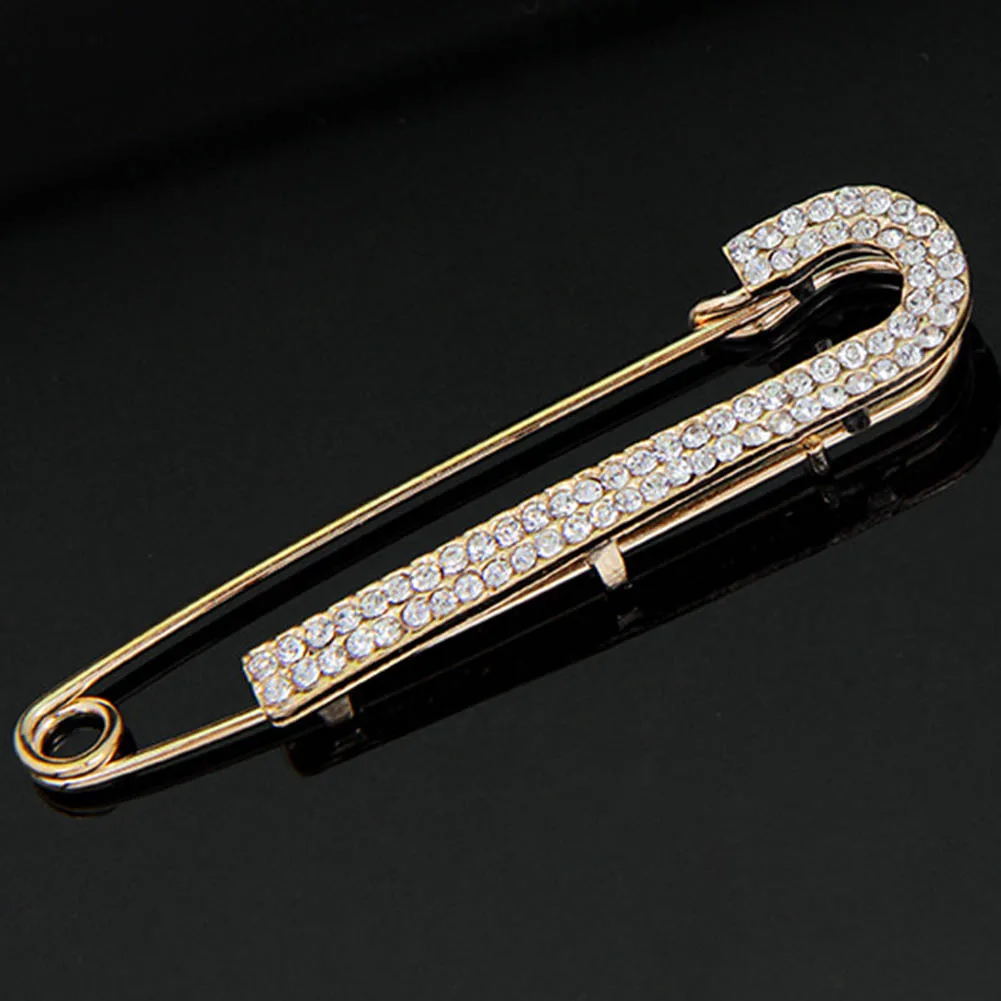 Rhinestones Safety Pin Brooches Bow Large Pins Brooch For Women Dress ...