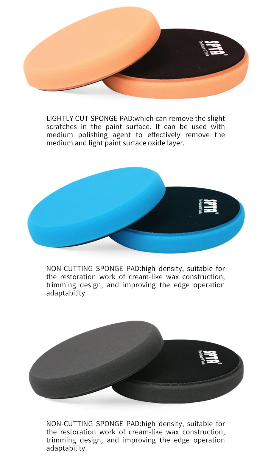 SPTA 6" (150mm) Compound Polishing Pads Buffing Pads Polishing Pads Set ...