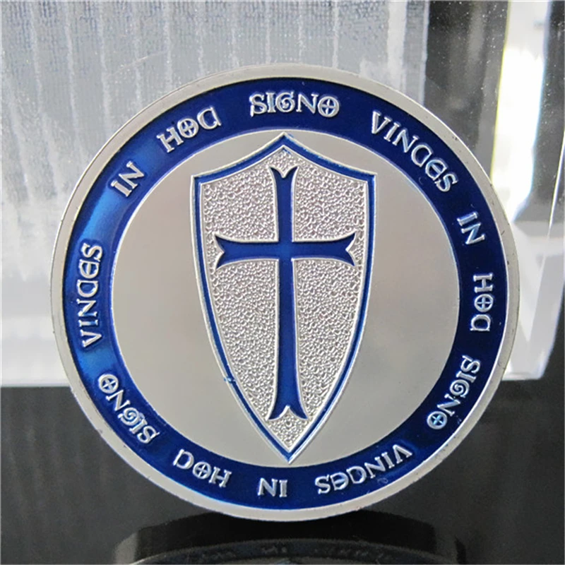 40*3mm Blue Knights Templar Souvenir Coin Crusaders Cross Holy Sword ...
