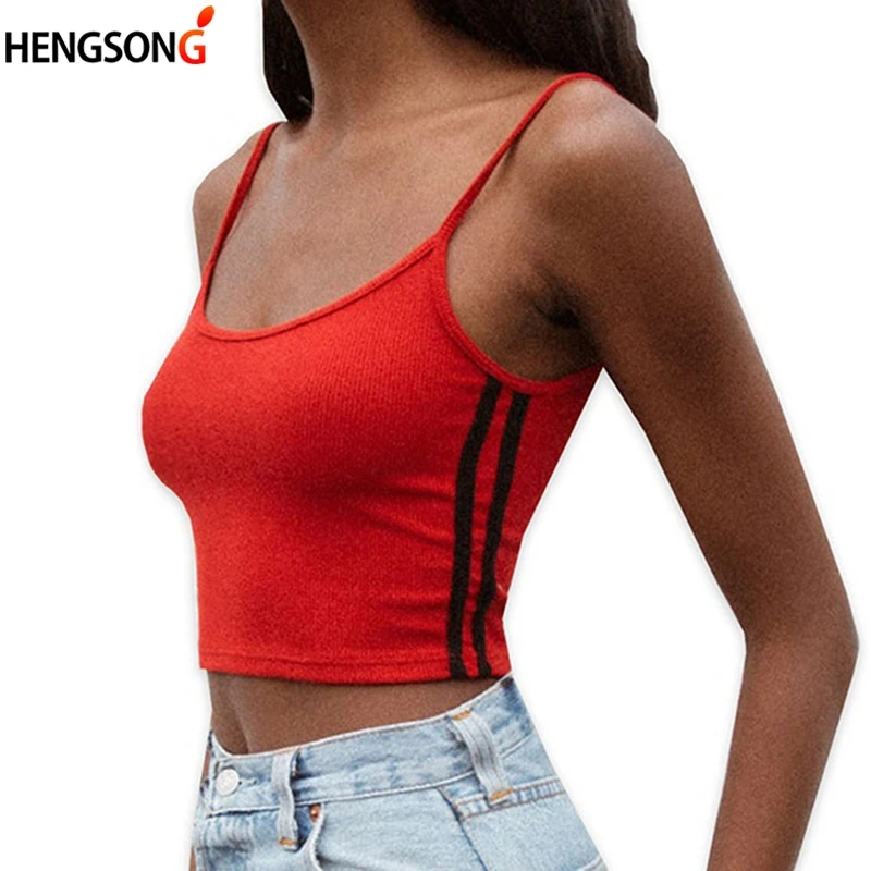 Sexy Women Strip Strap Tank Tops Cropped Crop Top 2018 Summer Solid