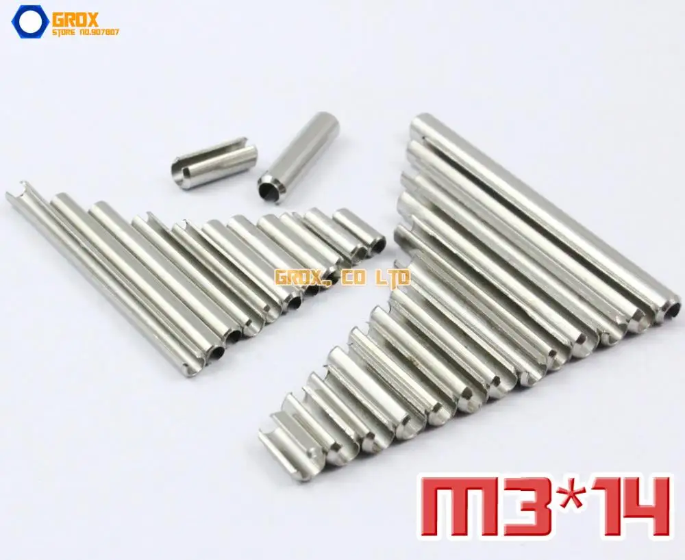 200 Pieces M3 x 14mm 304 pasador de tensión de resorte ranurado de ...