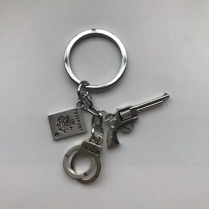 WUSQWSC 2019 new police card keychain handcuffs key pendant gun ...