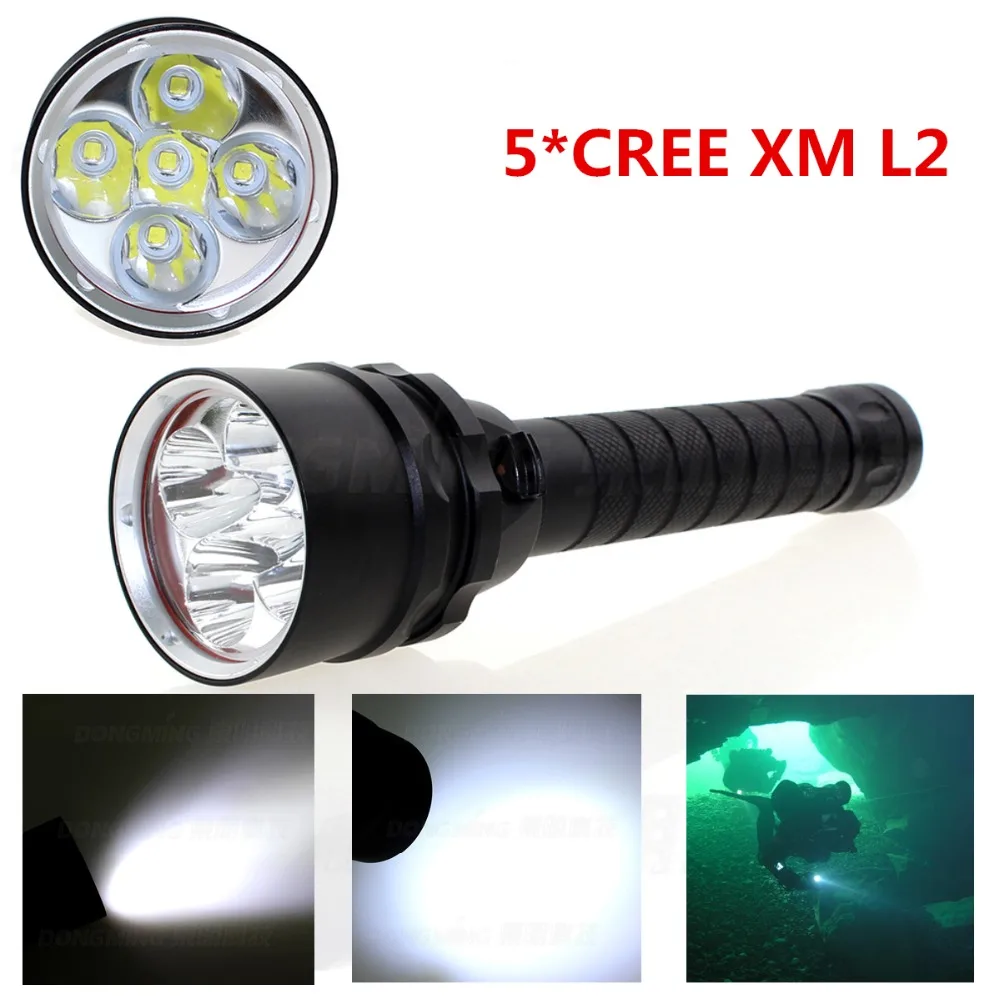 5x CREE XM L2 10000 lumen powerful led Diving flashlgiht Underwater ...