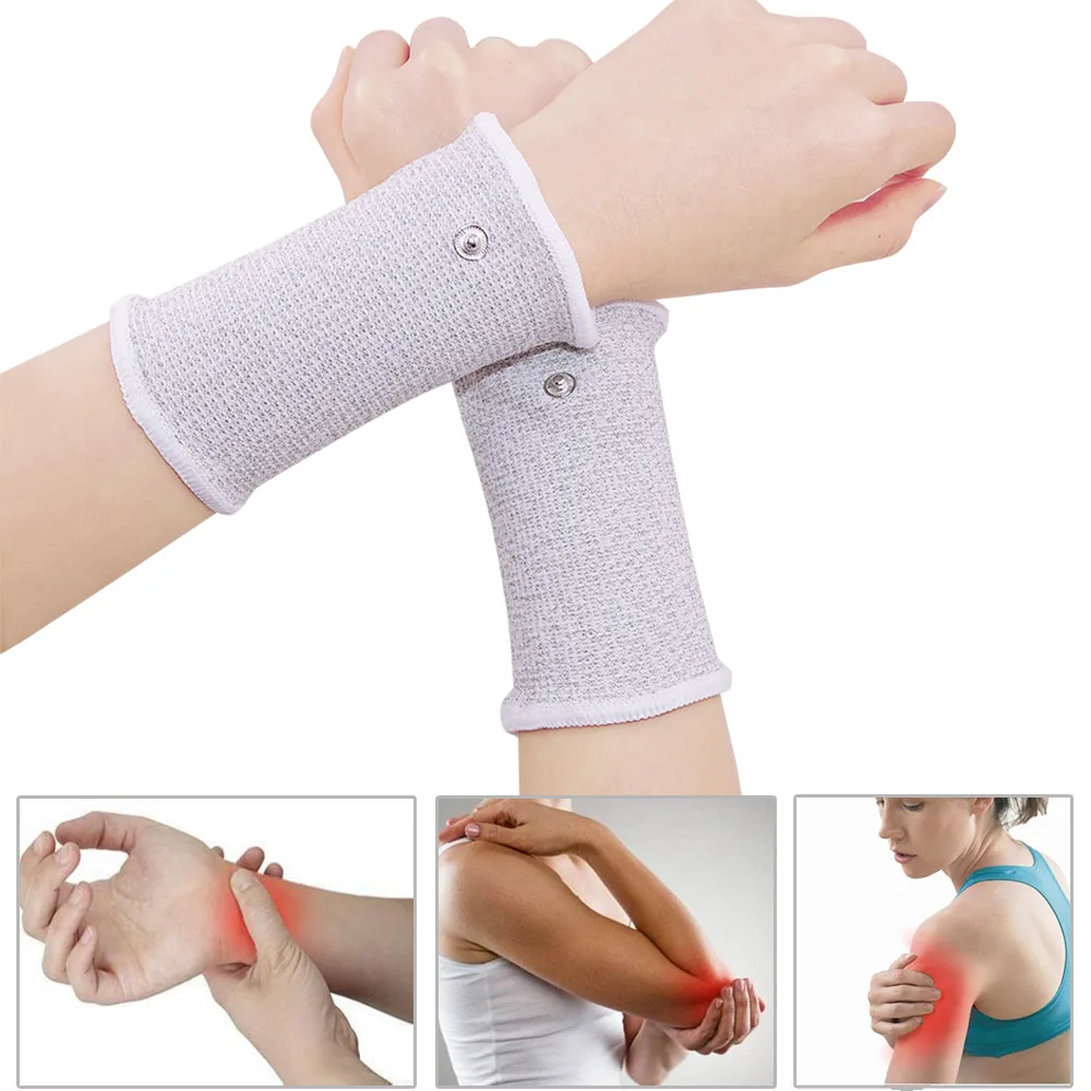 Dropshipping Silver Fiber Electrode Massage Wrist Electrode Bracers ...