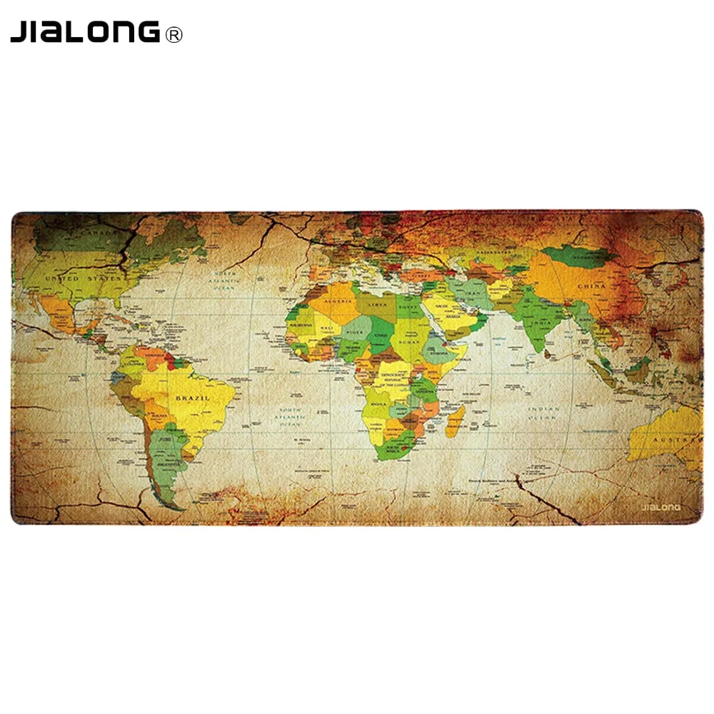 Jialong World Map Mouse Pad Gaming Large Xl Locking Edge Mat Office ...
