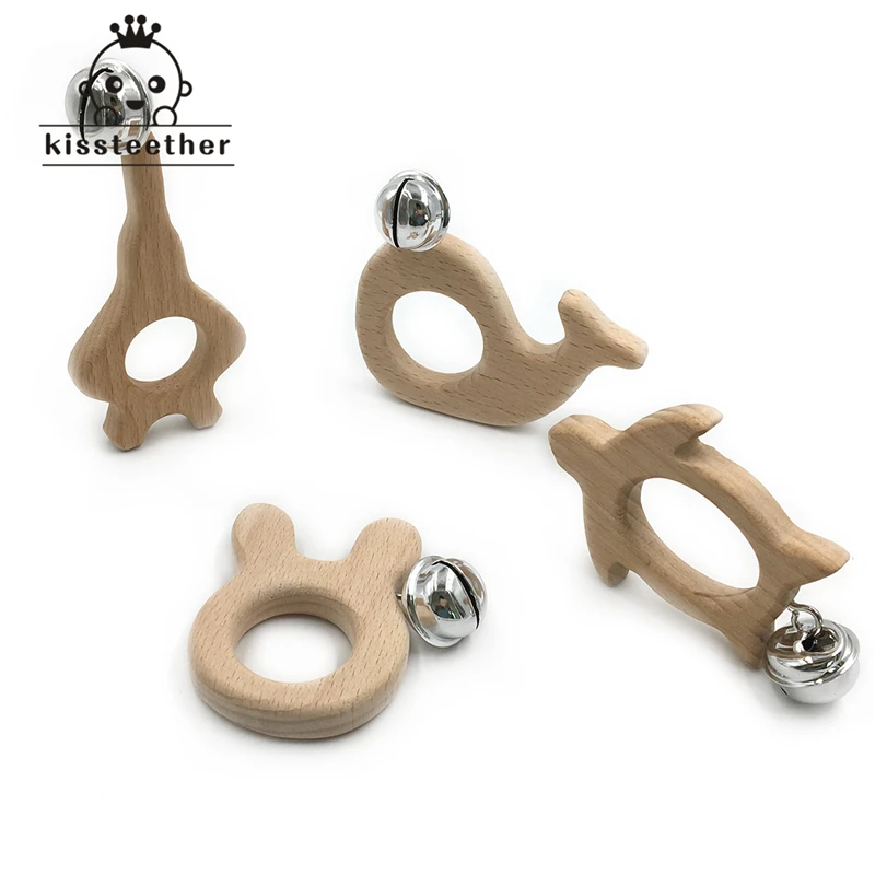 Handmade Wooden Teether Animal whale Teether Rattle Kids Teething ...