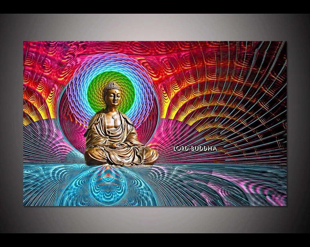 HD Print White Religion Buddha Painting on canvas wall art print home ...