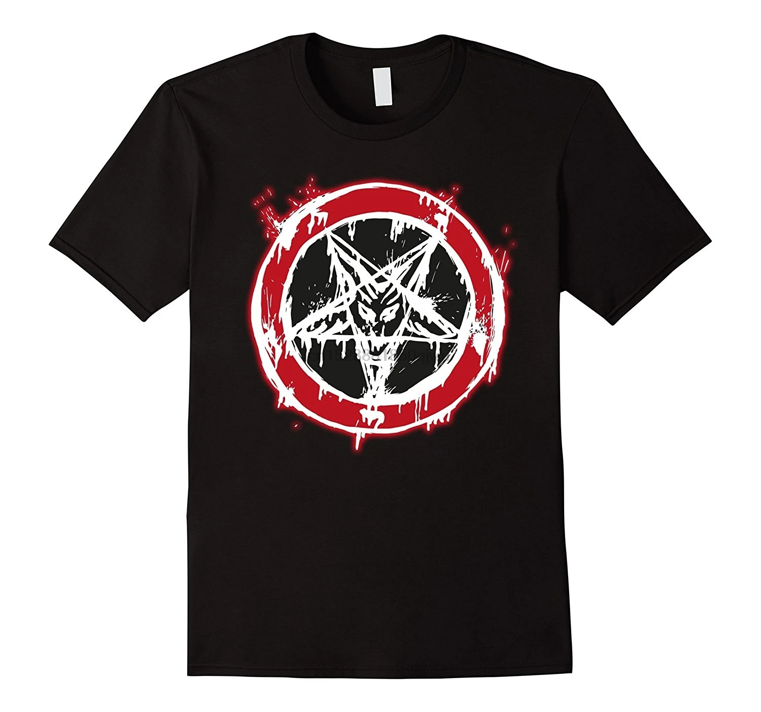 Mens Baphomet Pentagram Blood 666 Goat Head Satan Mens T Shirt Men 2019 ...