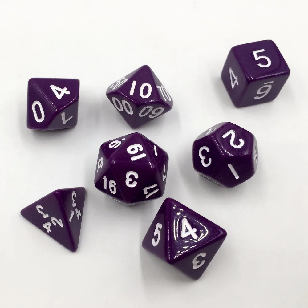 Rollooo кости непрозрачные фиолетовые D и D кости набор 7 D4 D6 D8 D10 D% D12 D20 купить в OCHA.RU