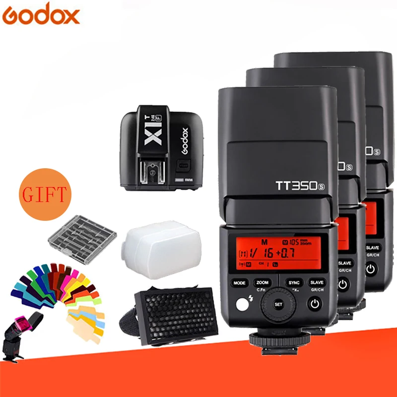 GODOX 3 x Mini TT350 TTL HSS Max 1/8000s 2.4G Wireless X System Flash ...