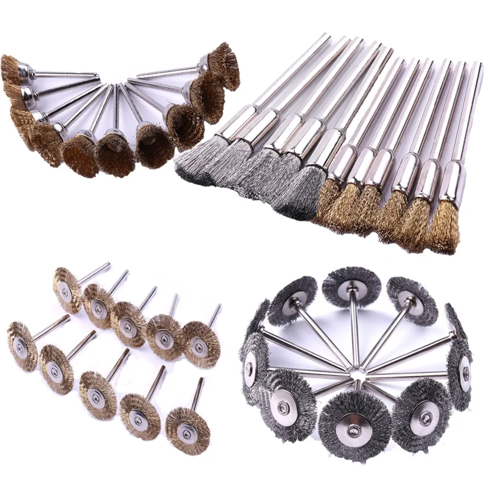 40Pcs-5-Types-Brushes-Set-Dremel-Rotary-Brush-Material-Steel-Wire-Brass ...