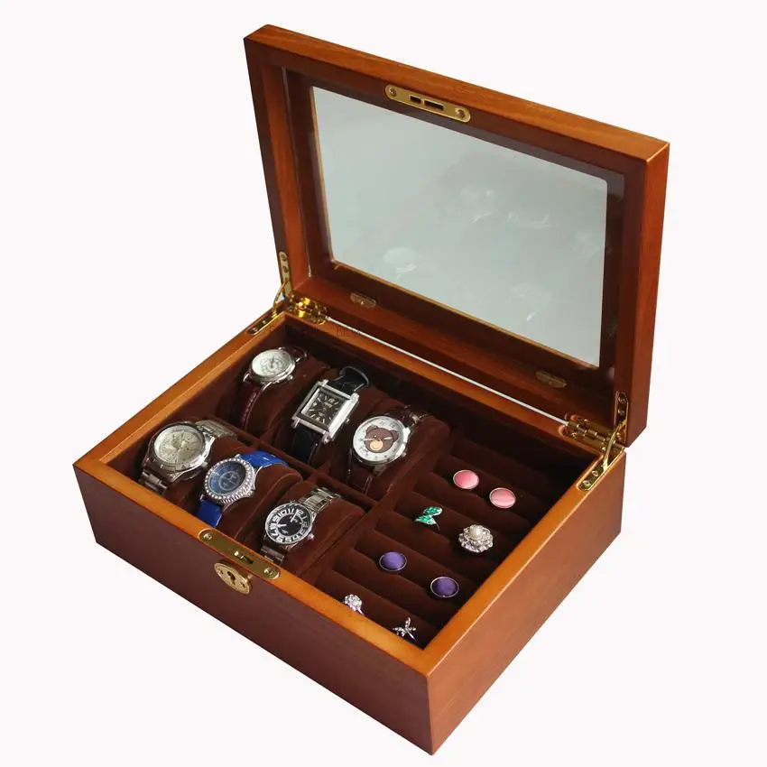 Benesse-decorated-wooden-watch-box-real-six-glazing-cover-timber ...