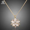 AZORA Sunflow Design Gold Color Gold Stellux Austrian Crystals Paved Pendant Necklace TN0003 ...