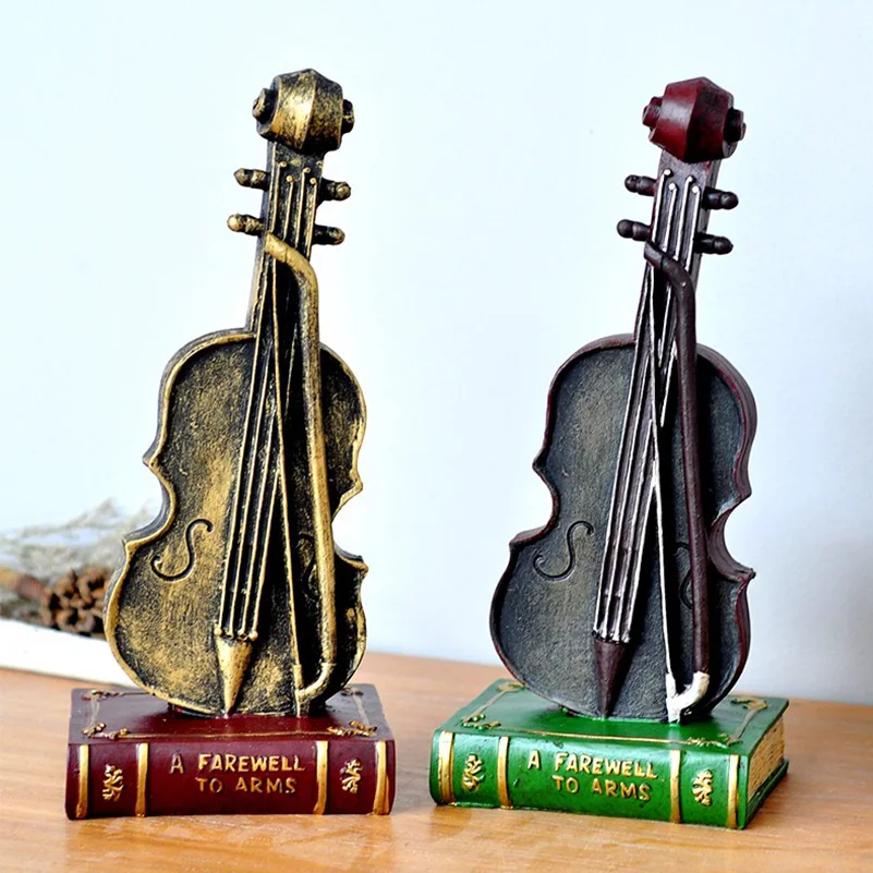 Creative Vintage Home Decor Miniature Violin Figurine Resin Crafts ...