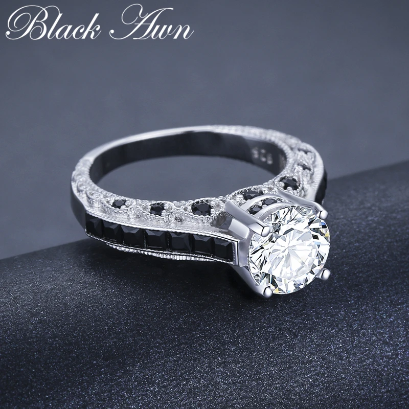 [BLACK AWN] Pure 100% 925 Sterling Silver Jewelry Wedding Rings for ...