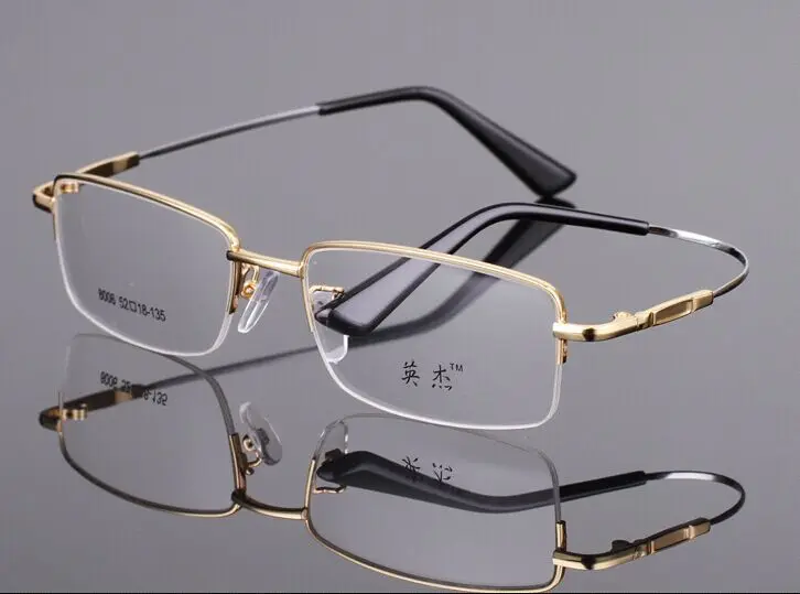 New Spectacle Eyeglasses Shape Memory Titanium Alloy Half Rim Optical Frames Eyewear For Men