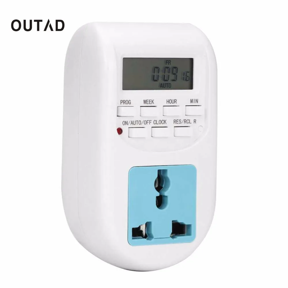 Outad Eu Plug Energy Saving Electronic Timer Socket Programmable Digital Timer Household