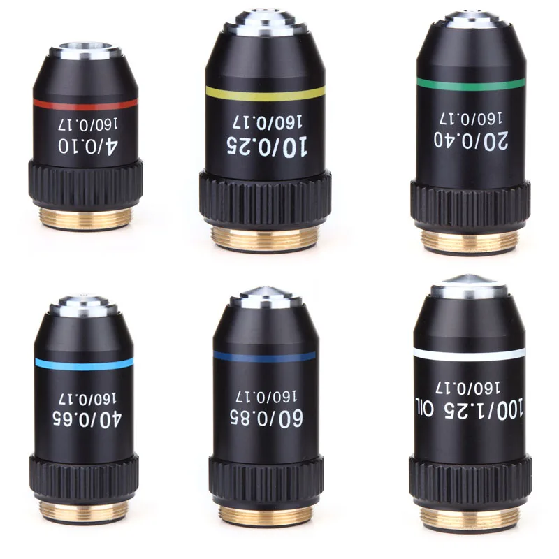 195 Black Achromatic Objective 4X 10X 20X 40X 60X 100X High Quality ...