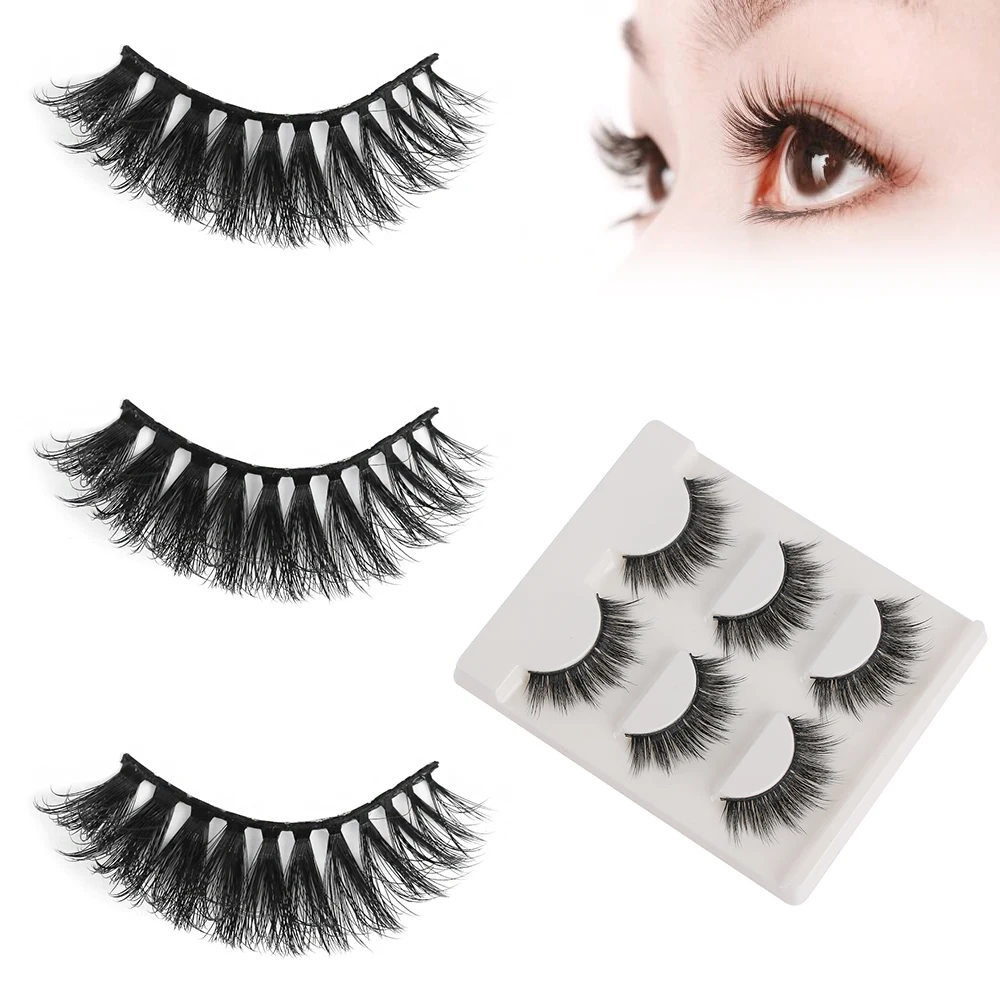 3 Pairs Hot Handmade Silk Fiber Full Strips False Eyelashes Extension ...