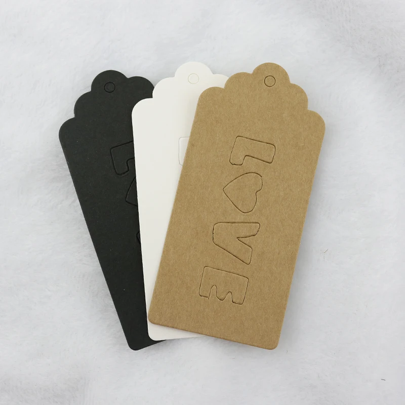 100Pcs 4.7x10m Kraft Paper Card Hang Tag "Love" Design Jewelry Display ...