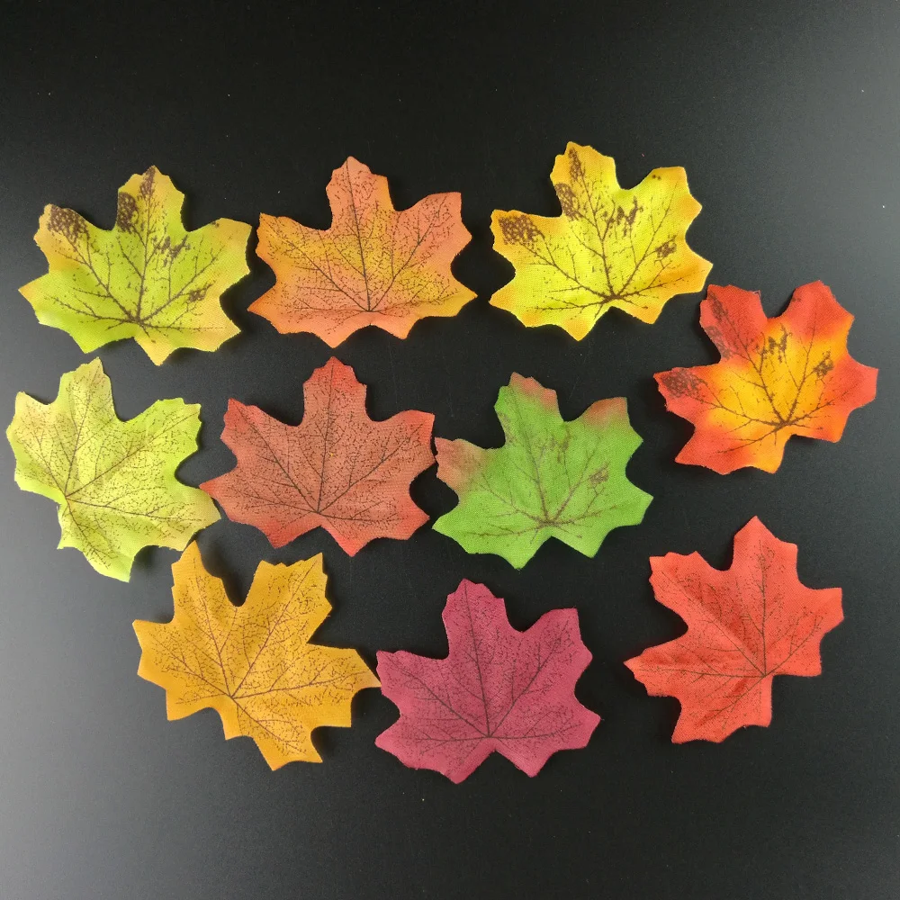 50PCs Fall Silk Artifical Maple Leaves Fake Fall Leaf Art Home Bedroom ...