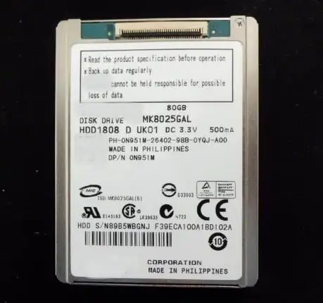 REV A1237 미니 1000 클래식 하드 드라이브용 1.8 인치 HDD CE ZIF 80GB MK8025GAL 80GB ...