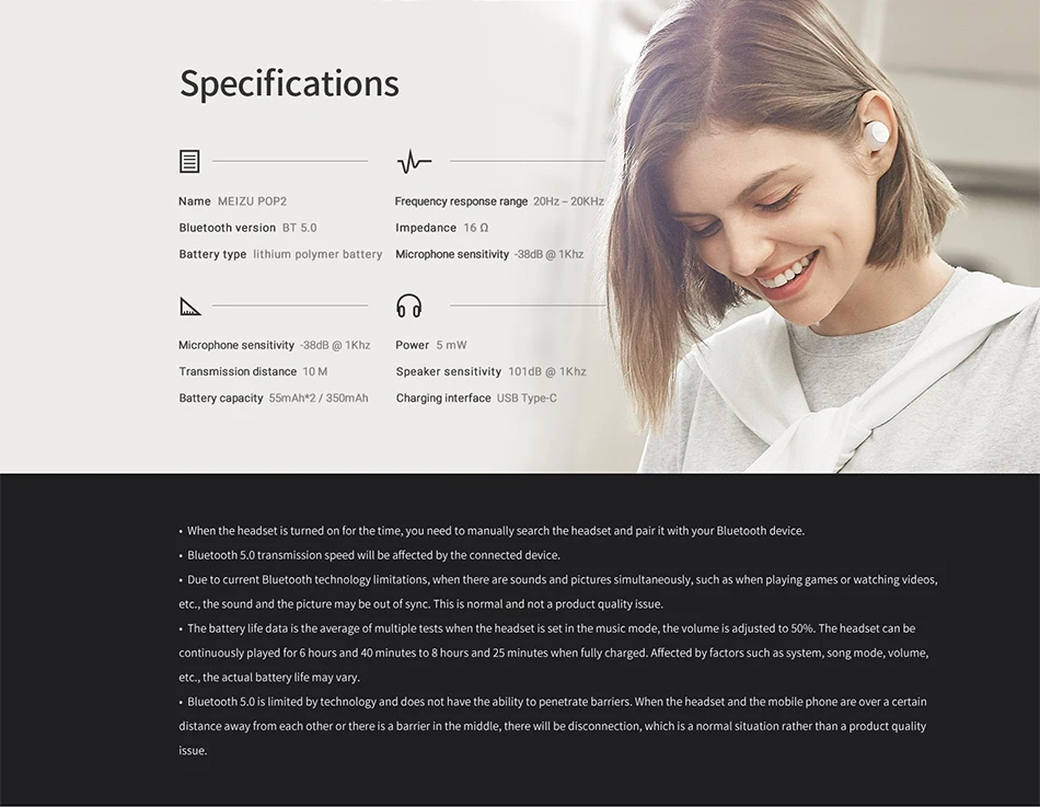 Глобальная версия Meizu POP 2, Bluetooth 5,0, наушники TW50S ...