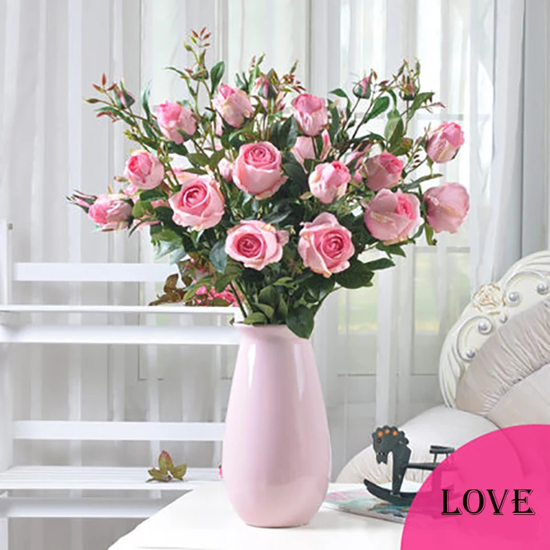 3pcs Rose Flower Bud Silk Cloth Artificial Flower Branch 88cm Length ...