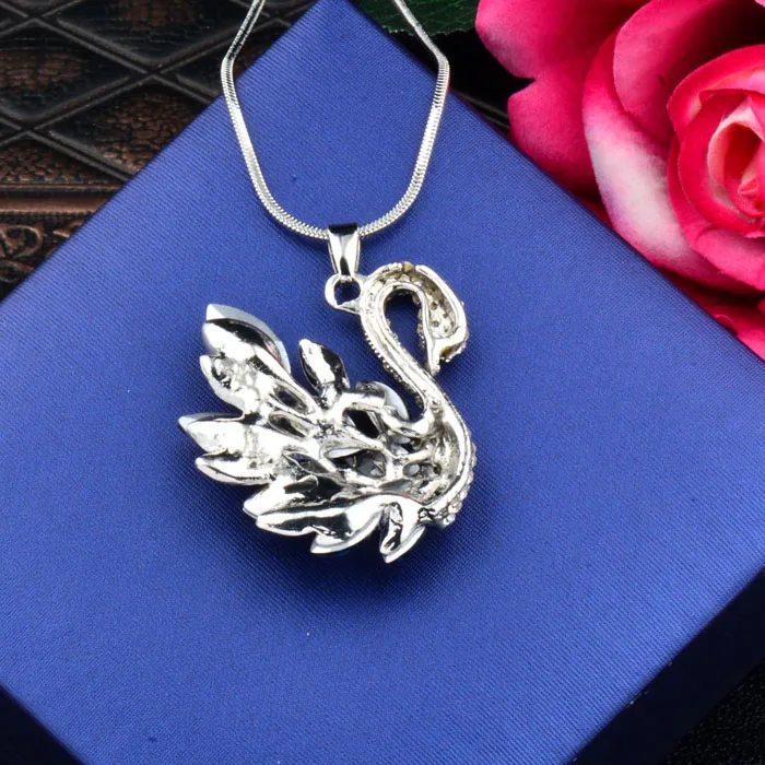 SINLEERY Милый Свободного Покроя с кубическим цирконием, синий с покрытием кулон в виде лебедя ...