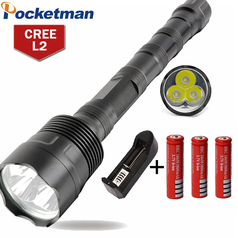 LED Flashlight 8000 Lumens 3*XML T6 5 Modes Extendable Led flashlight 3 ...