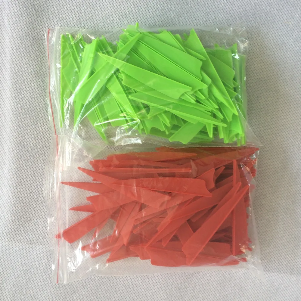 100pcs 3" plastic arrow vanes red and green color hunting and archery ...