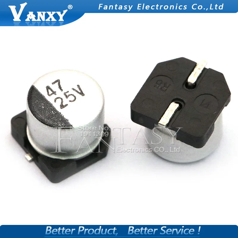 10PCS Electrolytic capacitor 25V47UF 6*5mm SMD aluminum electrolytic ...