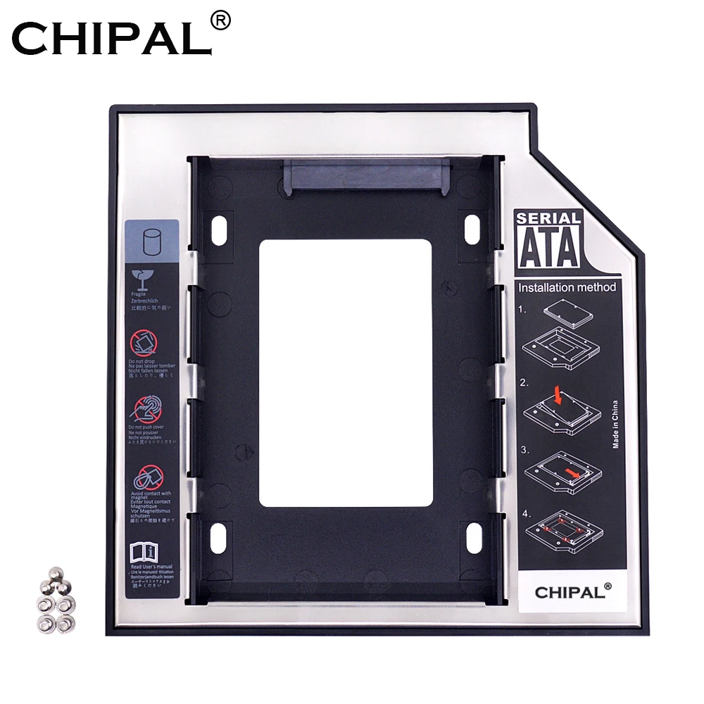 CHIPAL 2nd HDD Caddy 12.7mm for 2.5" 2TB SATA 3.0 SSD Case Hard Disk ...