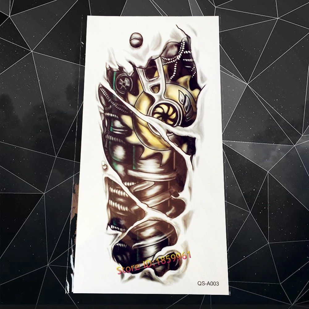 Cool Robot Mechanical Machine Arm Sleeve Tattoo Body Art Flash ...