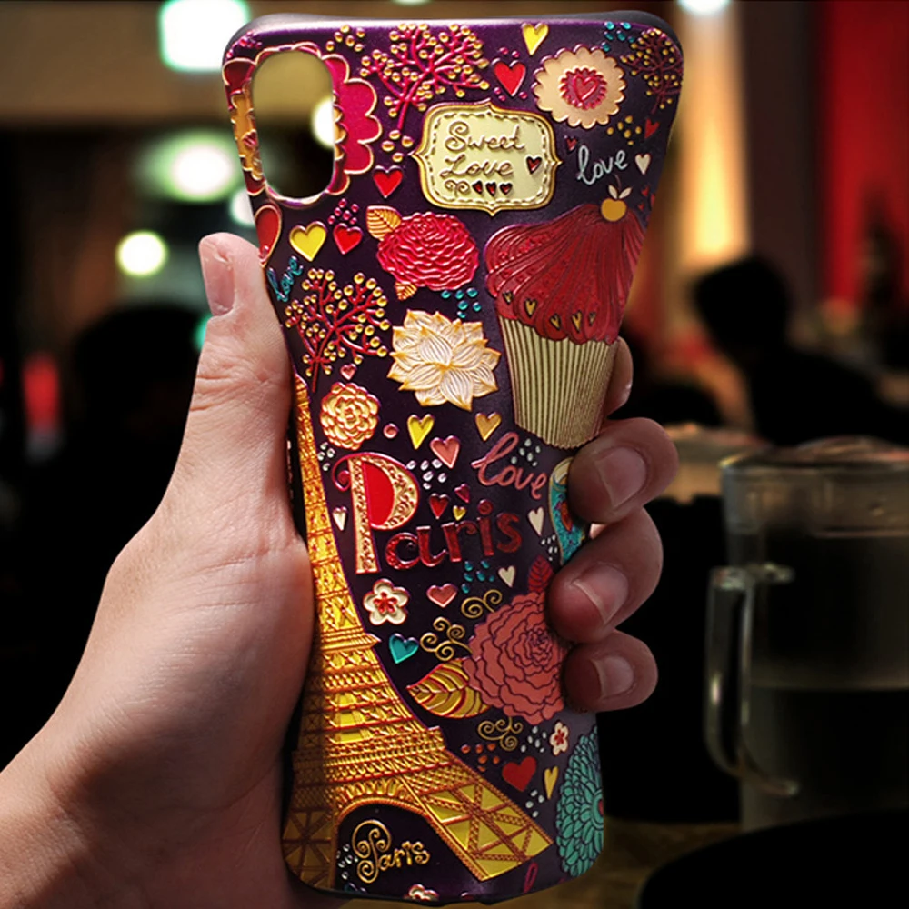 JUKPOP Cute 3D Emboss Cartoon Patterned Phone Case For iphone X 8 7 6 ...