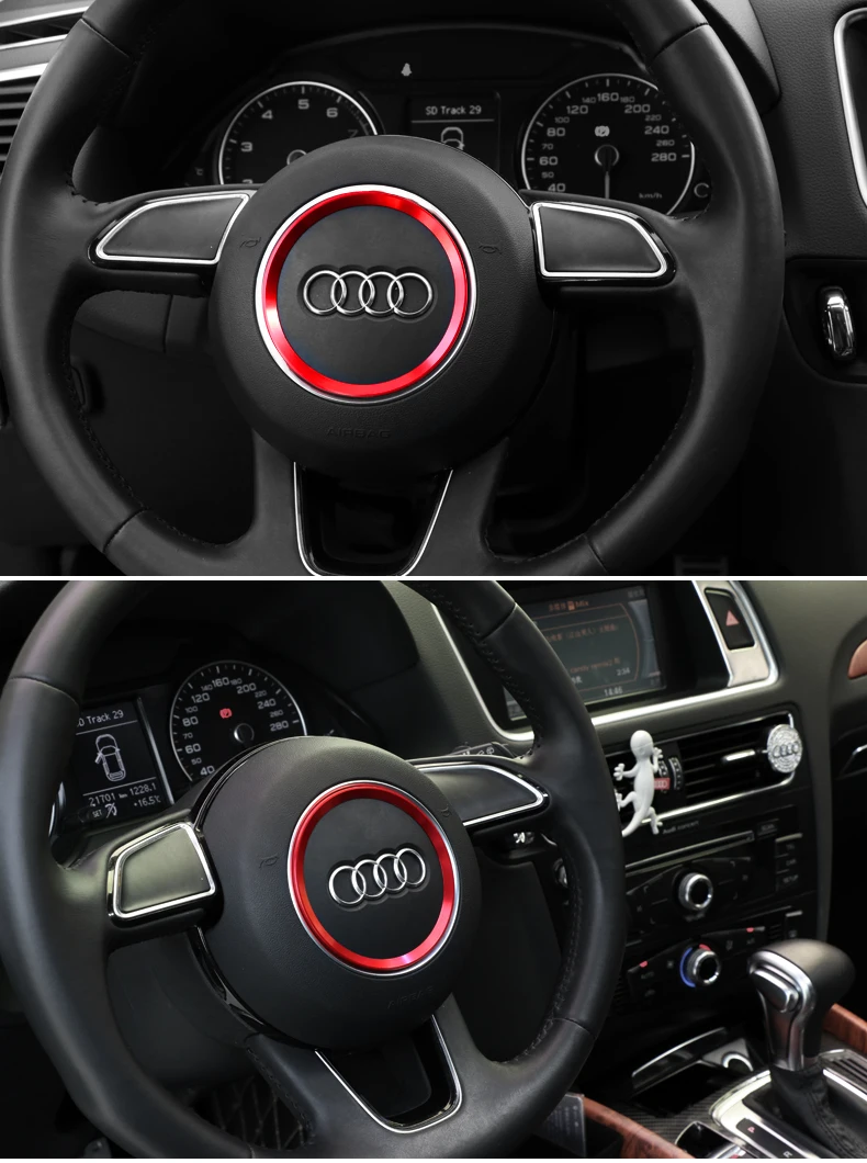 Автомобильный Стайлинг, кольцо на руль из алюминиевого сплава, наклейки для Audi A3 A4L Q3 Q5 A5 ...