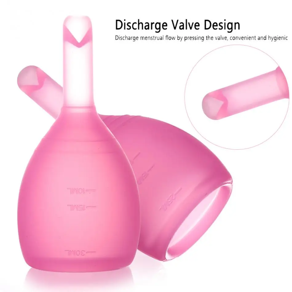 Women Reusable Menstrual Cup Soft Medical Silicone Lady Discharge Valve