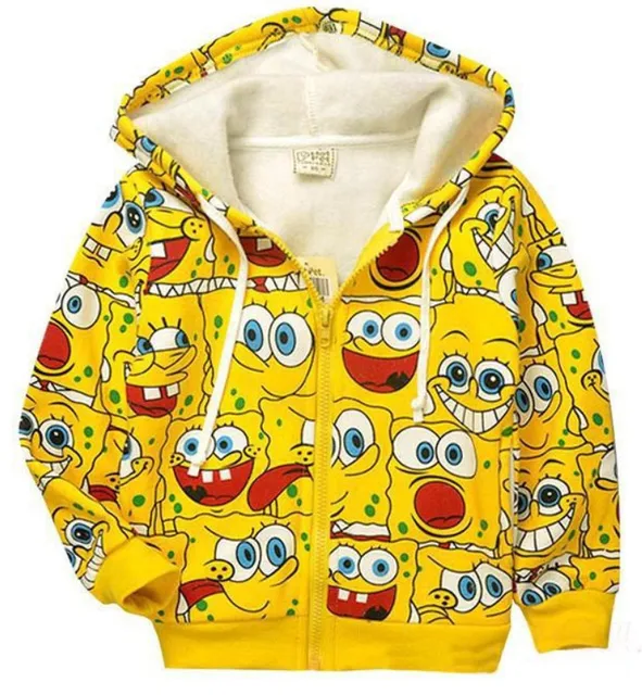 Spongebob Cartoon Jacket Children Thick Hoodies Sweatshirts Girls Warm ...